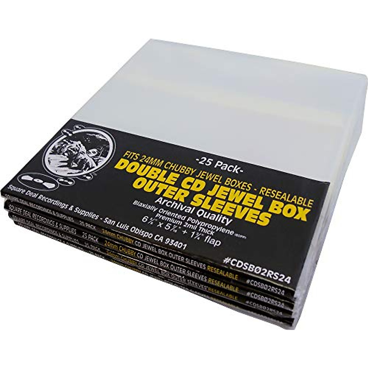 (100) CD Resealable Outer Sleeves - Oversize - Fits Chubby 24mm CD Jewel Boxes - Super Clear, Archival Quality, Premium 2 mil Thick #CDSB02RS24