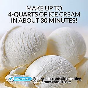 Nostalgia Electric Ice Cream Maker - Old Fashioned Soft Serve Ice Cream Machine Makes Frozen Yogurt or Gelato in Minutes - Fun Kitchen Appliance - White - 4 Quart