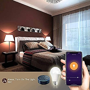Peteme Smart WiFi Alexa Light Bulb, Led RGB Color Changing Bulbs, Compatible with Alexa, Siri, Echo, Google Home (No Hub Required), E26 A19 60W Multicolor (4 Pack)…