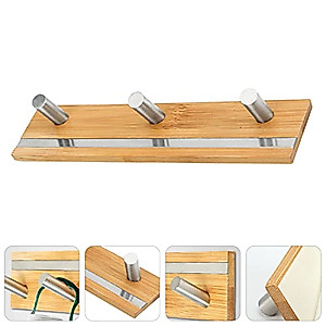 Bamboo Hook Wooden Bathroom Towel Coat Hooks Bathroom Towel Rail Rack Adhesive Rail Rack Hook Wall Mounted Wall Coat Rail Rack Hook Aisle Toilet Stainless Steel