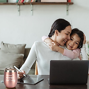 GINGPROUS Mom Gifts, 2 Pack Mom Juice&Because Mommin Ain’t Easy Wine Tumbler, Mother’s Day Birthday Christmas Gifts for Mother Mom Mama Mommy, 12oz Stainless Steel Insulated Wine Tumbler, Rose Gold