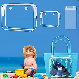 Juyeesm 3 Packs Bogg Bag Insert, Clear Inner Pouch Bags Compatible With Bogg Bag, Bogg Bag Accessories Charms for Organized Storage In Your Rubber Beach Tote Bag