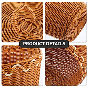 Kichvoe Wicker Trash Can with Lid Small Trash Can Laundry Sundries Basket Rattan Waste Basket Rustic Boho Woven Garbage Bin Office Rubbish Can for Bedroom Bathroom Office