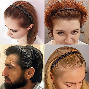 LAPOHI 8 PCS Fashion Effortless Plastic Headbands with Teeth Comb Black Skinny Headbands No Slip Hair Bands for Women Men Teen Girls (Black 8)