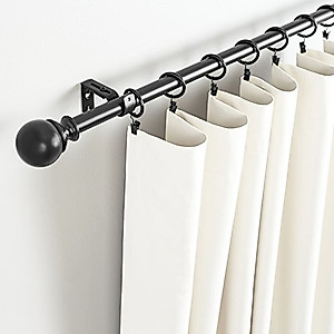 Amazon Basics Adjustable Curtain Rod Wall Bracket Hooks, Set of 2, Black