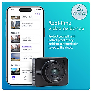 Nexar Beam GPS Dash Cam - 1 Year Nexar App Subscription Included - Unlimited Cloud Storage, Drive Recordings, Parking Mode, Night Vision, All Inside The Nexar App - WiFi HD Front Dash Cam (128 GB SD)