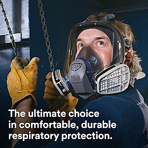 3M Ultimate FX Full Facepiece Reusable Respirator, FF-403, NIOSH, ANSI, Six-Strap Harness for a Secure Comfortable Fit, Cool Flow Valve, Passive Speaking Diaphragm, Large