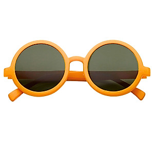 zeroUV Trendy Round Retro Sunglasses for Women, UV400 Vintage Horn Rimmed Neutral-Colored Lens 52mm (MatteOrange/Green)