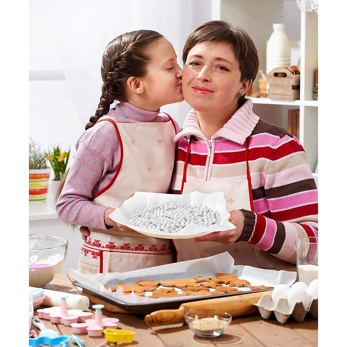 wtisan Ceramic Pie Weights Reusable 10mm Baking Beans Pie Crust Weights Natural Ceramic Stoneware with a Drainage Storage Box with holes and Canvas Storage Bag(1.2LB)