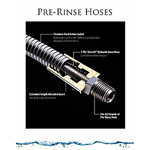 Fisher 2918 Replacment Pre-Rinse Hose, with handle, 44" long, brass
