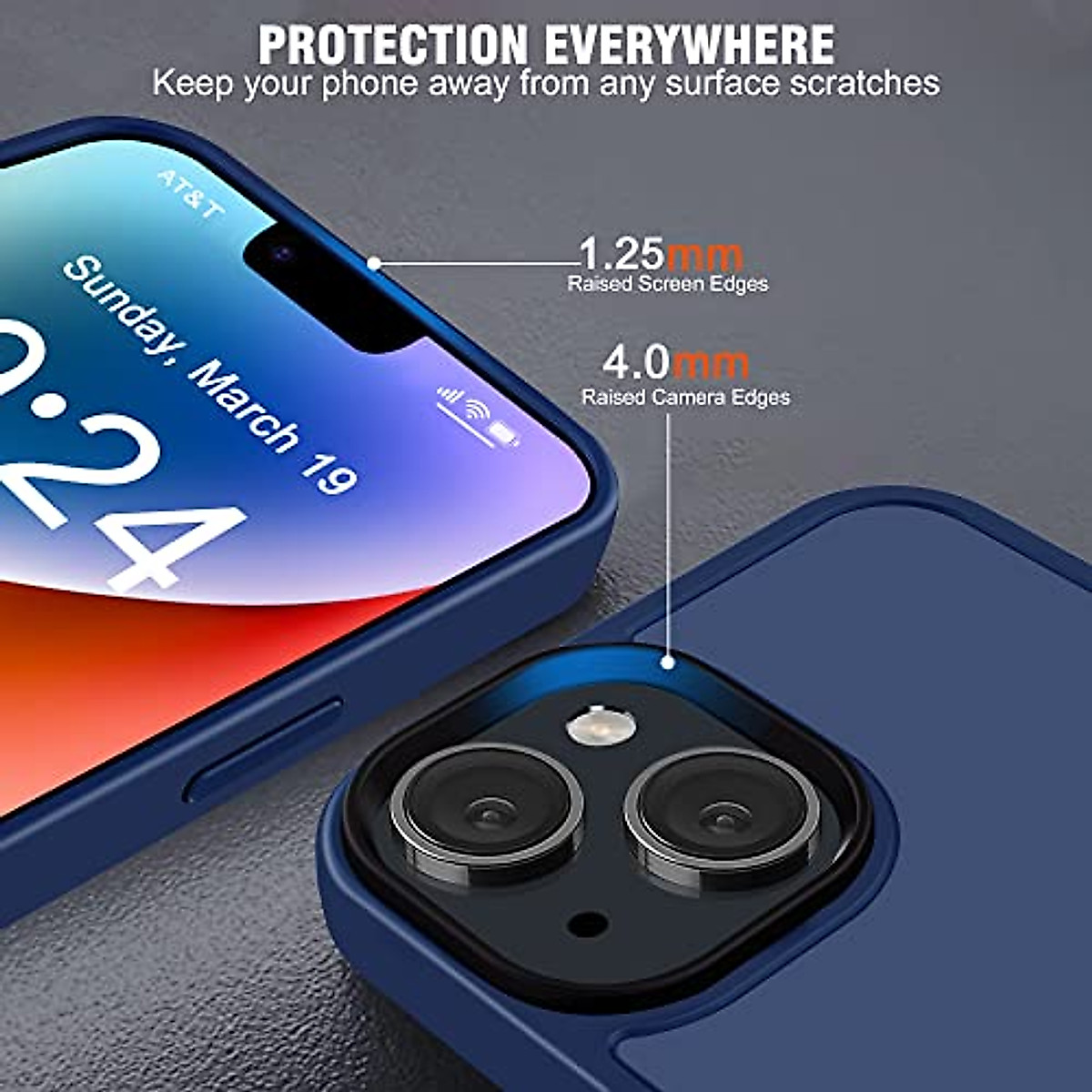 PTz Worlds - Case Compatible with iPhone 14 6.1”, Translucent Dark Blue, Anti Fingerprint, Anti Scratch, Non Slip, Ultra Slim & Sleek, Shockproof, Military Grade Protection