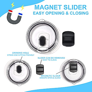 Coniuty 20oz Magnetic Tumbler Lids 2 Pack, Spill Proof Slider Cover, Replacement For Yeti Rambler,Ozark Trail,Old Style RTIC And More