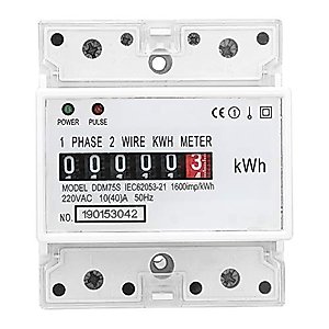 Electric Meter, KWh Meter, Single Phase 4P LED DIN-Rail Electricity Power Consumption Wattmeter Energy Meter, 10-40A