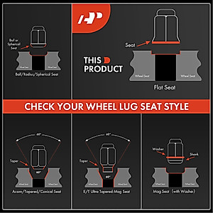 A-Premium M12-1.50 Wheel Lug Nuts Compatible with Ford Focus Dodge Grand Caravan Charger Chrysler Town & Country Honda Passport Front or Rear 10-PC Set