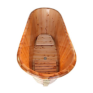 ALFI brand AB1105 63-Inch Free Standing Cedar Wood Bath Tub