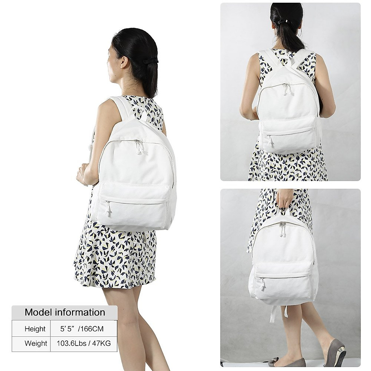 Zicac Unisex DIY Canvas Backpack Daypack Satchel Backpack(Natural White)