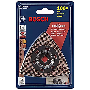 BOSCH OSL350CR4 1-Piece 3-1/2 In. Starlock Oscillating Multi Tool Grout & Abrasive Carbide 40 Grit Delta Sanding Pad for Sanding Applications in Wood, Wood with Paint and Thinset