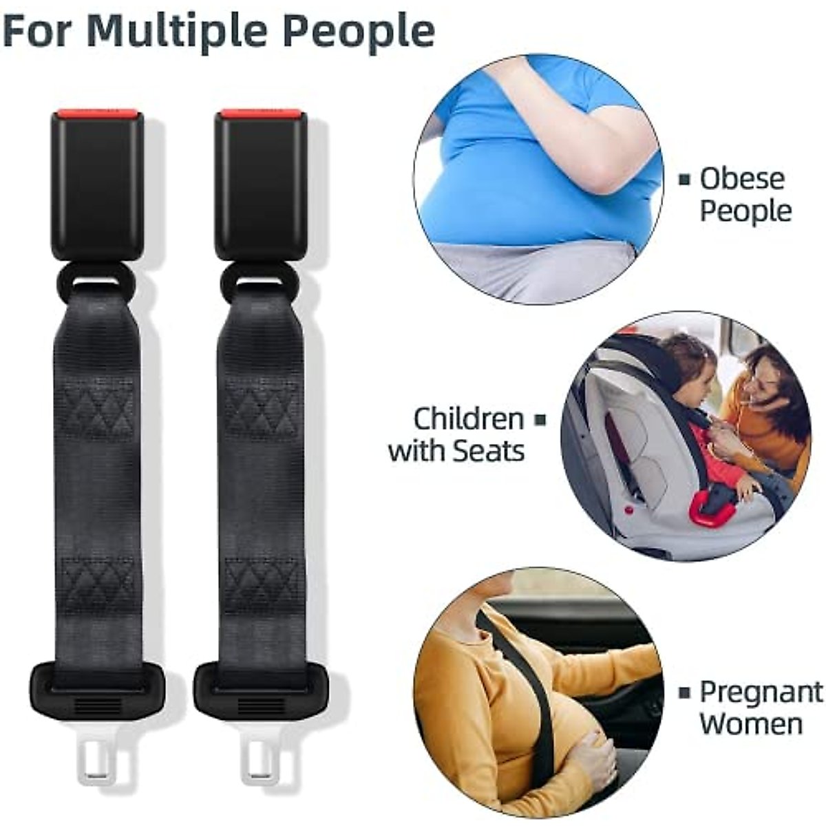 2 PCS Most Model Accessories Polyester Extension Comfortable and Convenient for Car Seats Universal，Ships from the US (9.0 Inch)