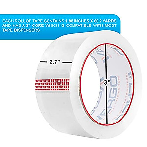 Vergo Industrial Heavy Duty Clear Packing Tape 2.7mil for Moving Packaging Shipping and Office (36 Pack)