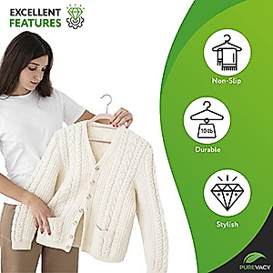 PUREVACY Velvet Non Slip Hangers Rose Gold 17.5", Pack of 10 Slim Velvet Hangers, Durable and Thin Velvet Coated Hangers for Clothes, Lightweight Velvet Hangers with Rose Gold Hooks