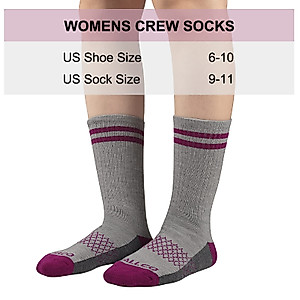 eallco Womens Crew Socks Athletic Calf Work Socks Running Long Cushioned Sole Socks 6 Pairs