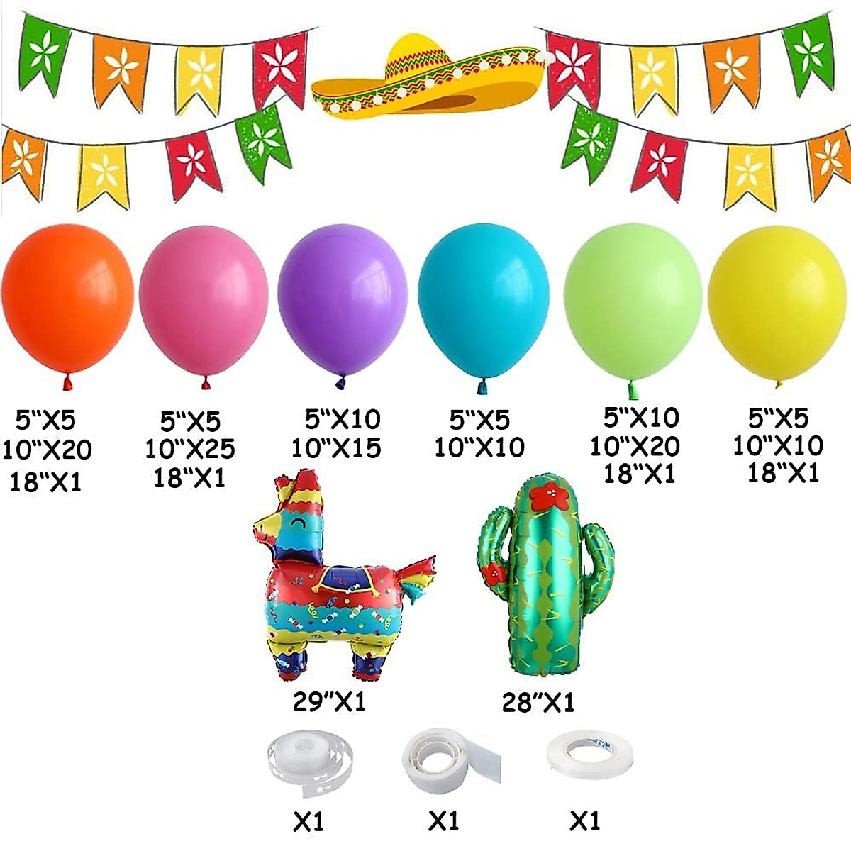 Mexican Fiesta Party Decorations 146pcs Fiesta Pastel Balloon Arch Garland Kit Cactus Llama Foil Balloons Taco Twosday Birthday Decoration Cinco De Mayo Taco Party Supplies