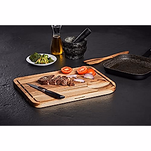 Cole & Mason Berden Large Chopping & Carving Board - Wood Cutting Board - Chopping Board with Juice Channel for Meats, Vegetables and Fruits - Reversible Serving Platter - Acacia, 18.5" x 13.5"