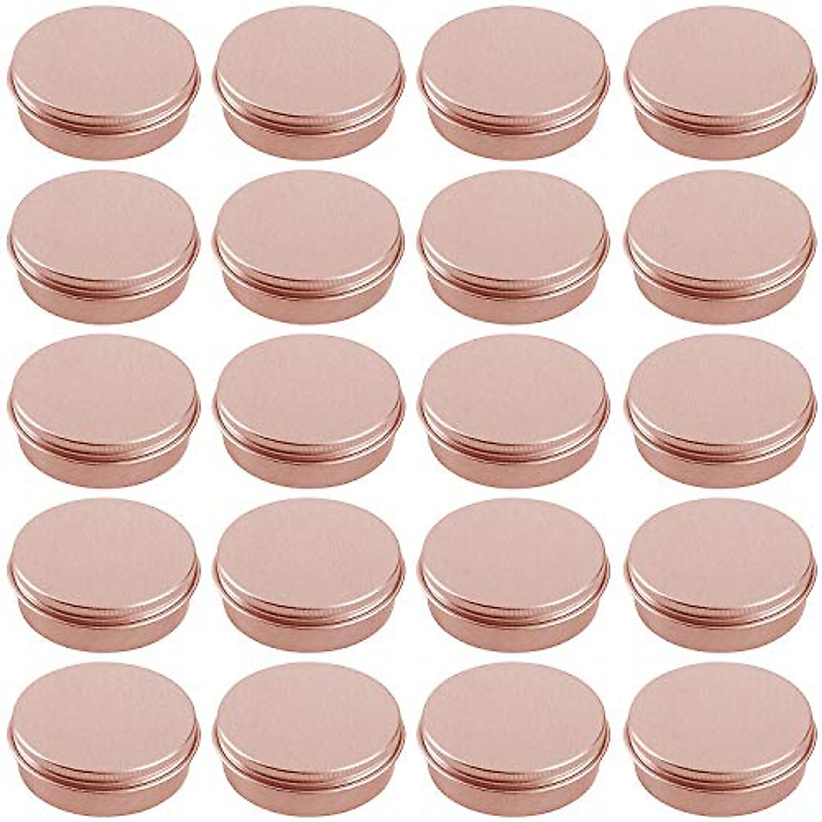 2 Ounce Aluminum Tin Jar Refillable Containers 60 ml Aluminum Screw Lid Round Tin Container Bottle for Cosmetic, Lip Balm, Cream, 20 Pcs Rose Gold