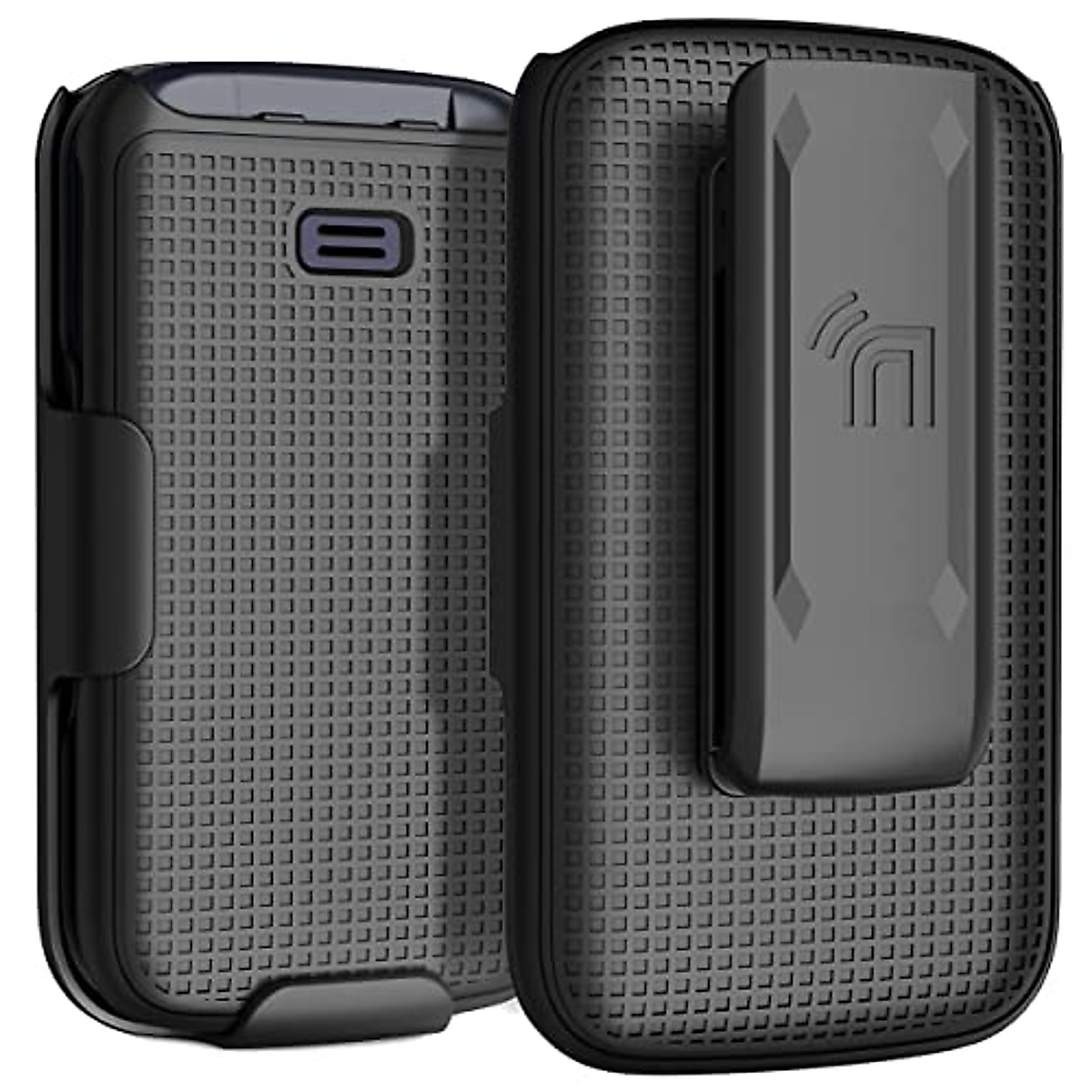 Case with Clip for Go Flip 4 / TCL FLIP Pro Phone, Nakedcellphone Slim Hard Shell Cover and [Rotating/Ratchet] Belt Hip Holster Holder Combo for Alcatel 4056W, 4056L, 4056Z, 4056V - Black