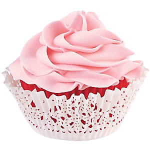Wilton Doily Standard Baking Cup Kit, Red Inner Cup and White Outer Cup, 24-Pack