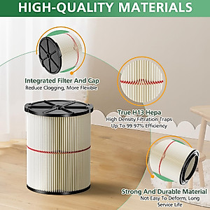 2Pack Replacement Filter For Craftsman ‎CMXZVBE38754 Red Stripe General Purpose Wet Dry Vac Replacement Filter Fit for 5 to 20 Gallon Shop Vacuums Part #009-38754