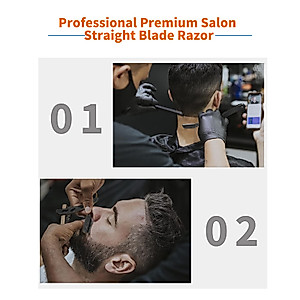 Straight Edge Barber Razor Professional Premium Salon Folding Men's Manual Shaver Cut Throat Black