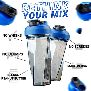 Helimix 2.0 Vortex Blender Shaker Bottle 28oz | No Blending Ball or Whisk | USA Made | Portable Pre Workout Whey Protein Drink Shaker Cup | Mixes Cocktails Smoothies Shakes | Dishwasher Safe (28 oz, Blue)