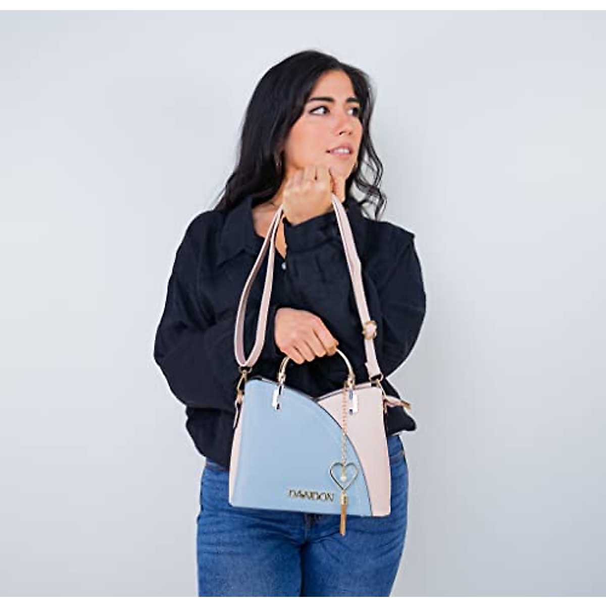 DANDON LLC Purses And Handbags For Women- Crossbody Purse, women's shoulder handbags,Tote Bag For Women,Adjustable Strap (Pink+Blue)