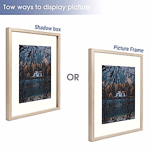 Frametory 16x20 Picture Frame with Mat for 11x14 Picture - Country Rustic Style - High Definition Glass Wide Molding - Vertical or Horizontal Preinstalled Wall Mounting Hardware (Rustic Beige, 1 Pack)