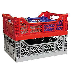 2 x AY-KASA - Midi-Box (Orange) Collapsible Storage Bin Container Basket Tote, Folding Basket Crate Container : Storage, Kitchen, Houseware Utility Basket Tote Crate