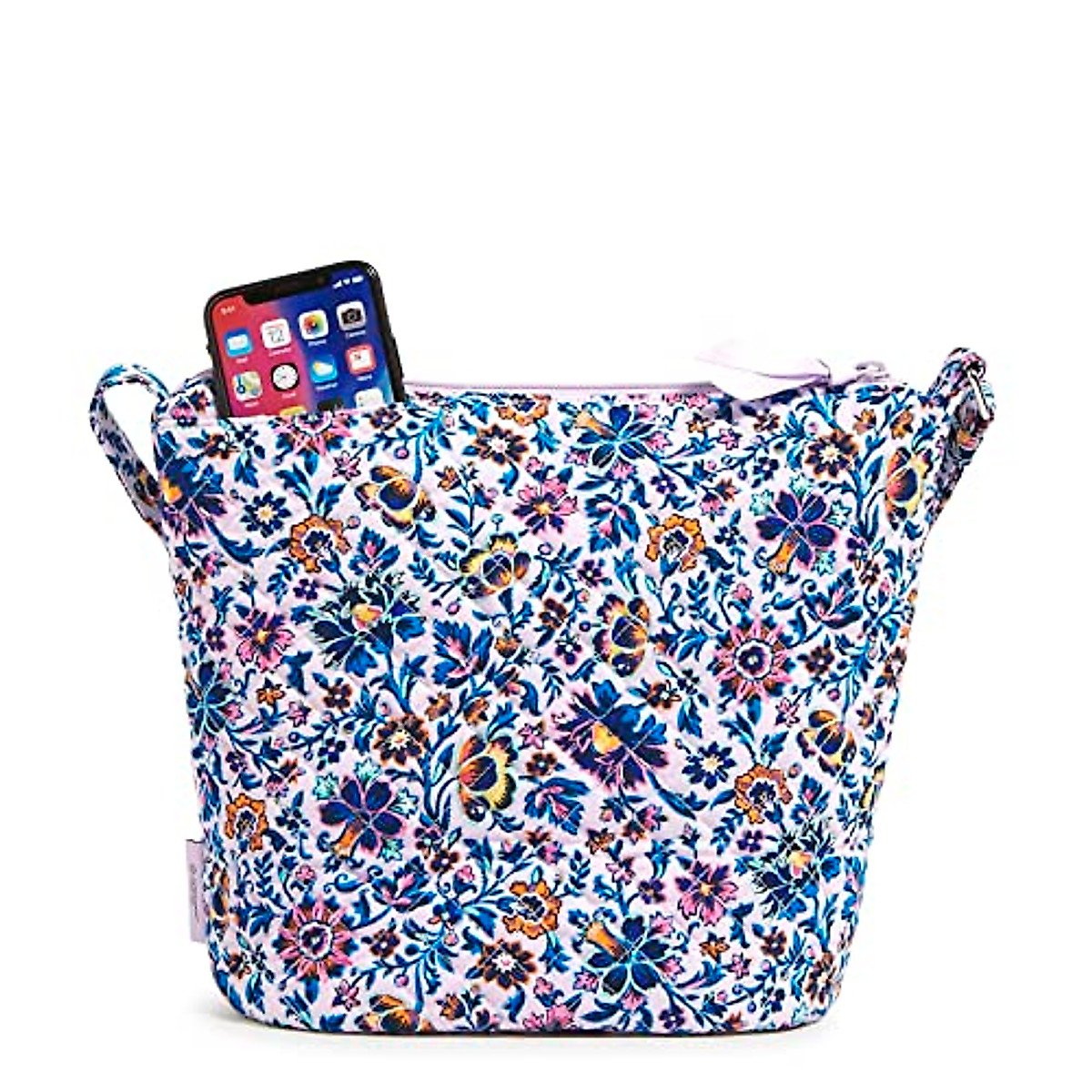 Vera Bradley Women's Cotton Bucket Crossbody Purse, Cloud Vine Multi - Recycled Cotton, One Size