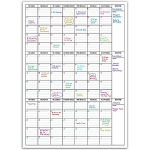 Large Dry Erase Calendar for Wall - 3 Month Vertical Wall Calendar, Blank Reusable Monthly Quarterly Calendar Planner Undated, 27.8" x 41" Whiteboard Calendar, Laminated Organizer for Home, Office