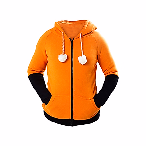 COSMOVIE Anime Fox Orelhas Cosplay Hoodie Fleece Jacket halloween Cosplay Sweatshirt Cute Animal Costume Coat Orange