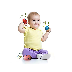 JoFAN 12 Pack Wooden Percussion Musical Shake Eggs Easter Egg Shakers for Kids Boys Girls Toddlers Easter Basket Stuffers Gifts