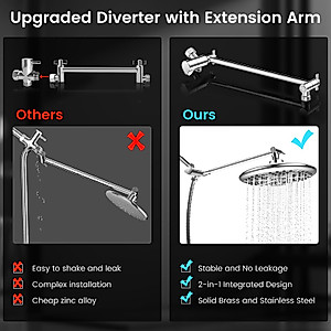 FEELSO 10" High Pressure Shower Head Combo with Handheld Spray, 16 Settings, 11" Adjustable Arm, ON/OFF Pause Switch