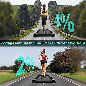 CEARTRY Treadmill with Incline, Under Desk Treadmill with 4% Incline, Walking Pad Treadmill, Incline Treadmill with 12 Preset Programs, Treadmills for Home and Office