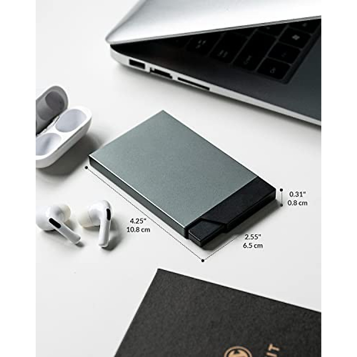 VULKIT Pop up Credit Card Holder Minimalist Metal Business Card Case RFID Blocking Front Pocket Wallet for Men or Women(Space Grey)