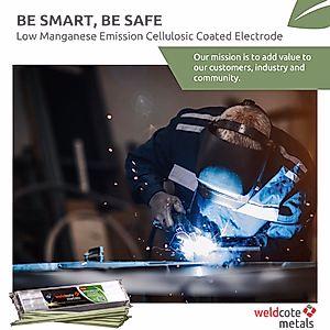 Weldcote Metals E 6011 Welding Rod 1/8" 5 Lbs, Low Manganese Emission Patented Stick Welding Rods for Safer Welding, Carbon Steel Stick Electrodes - Made in Israel