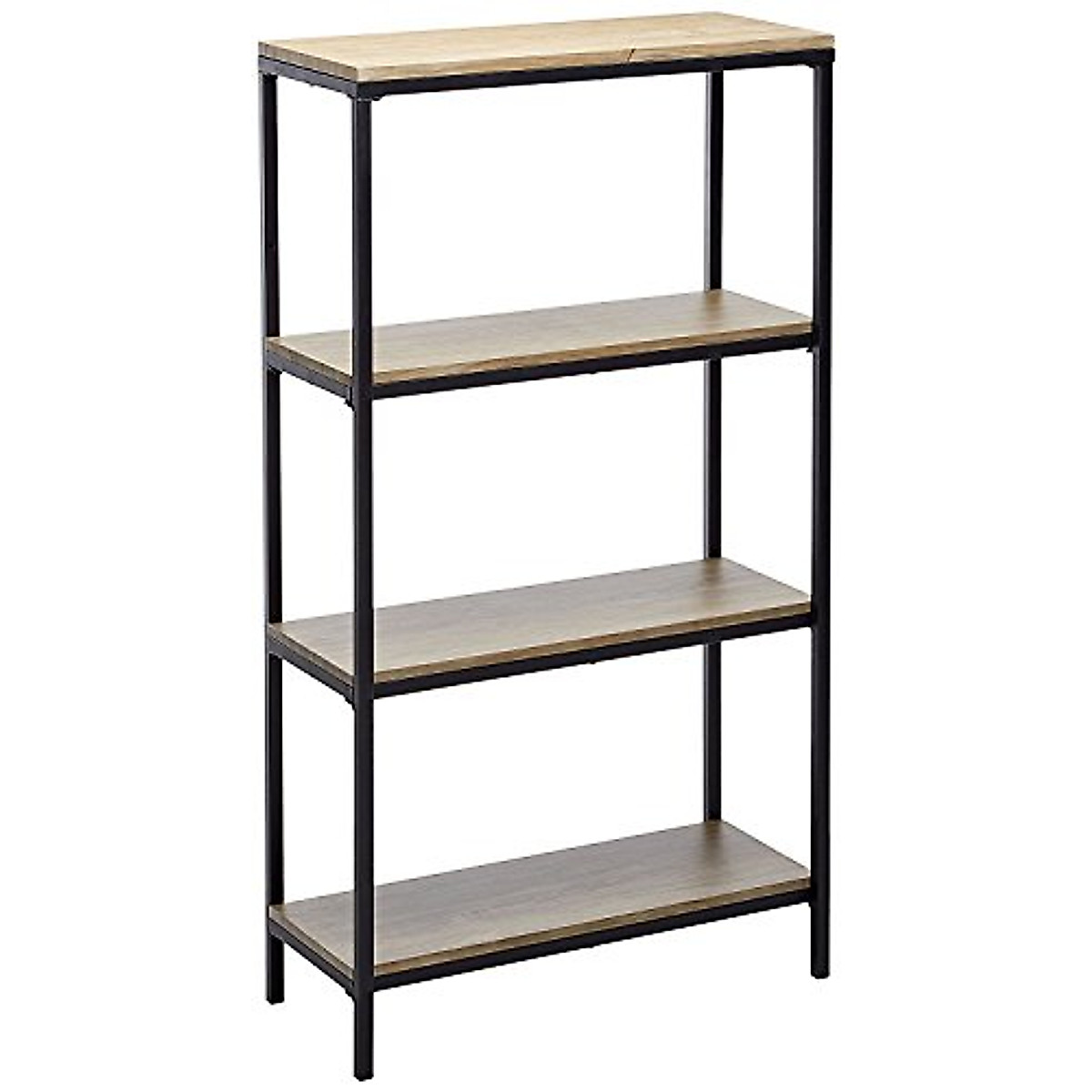 Kings Brand Furniture Grey Finish Wood & Black Metal 4 Tier Shelf Storage Bookcase