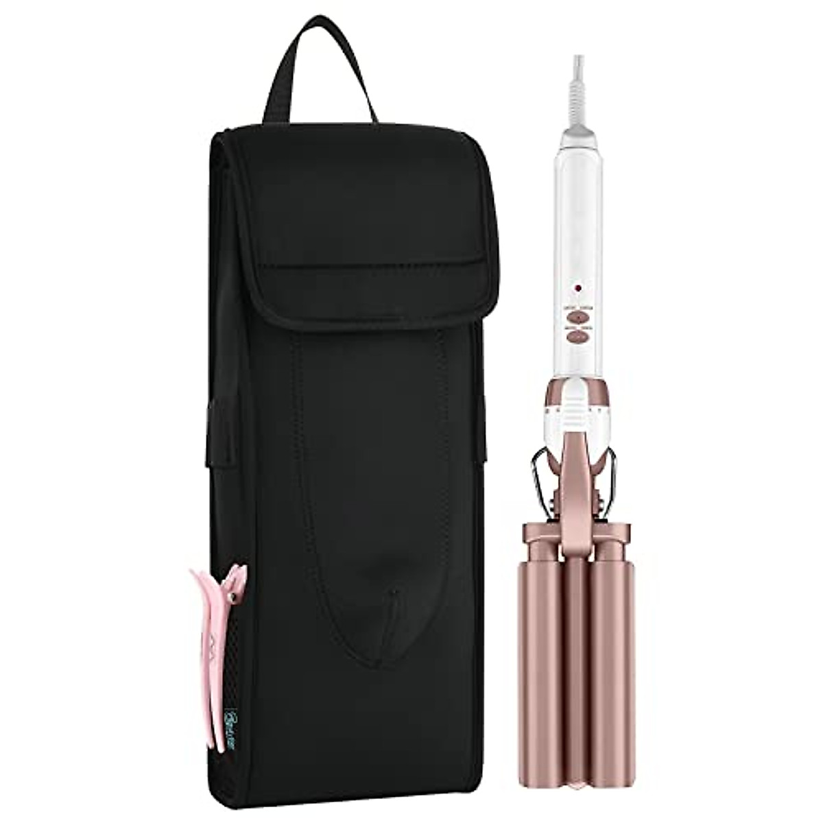 Beautyflier Universal Neoprene Travel Case Heat-Resistant Curling Iron Wand Cover Sleeve for 3 Barrel Curling Iron Wand, Triple Barrel Curl Styling Waver (Sleeve only, Wand NOT Included)