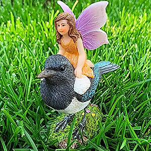 Mood Lab Fairy Garden Miniature Kit - Fairy On Bird - Figurines & Accessories Set - for Outdoor or House Decor