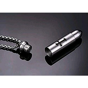 MEMORIALU Celtic Cross Bullet Urn Necklaces for Ashes Cremation Jewelry Stainless Steel Keepsake Memorial Pendant