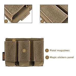 EXCELLENT ELITE SPANKER Tactical Open Top Double/Triple Pistol Mag Pouch for Glock M1911 92F Magazines 40mm Grenade(Coyote Brown)
