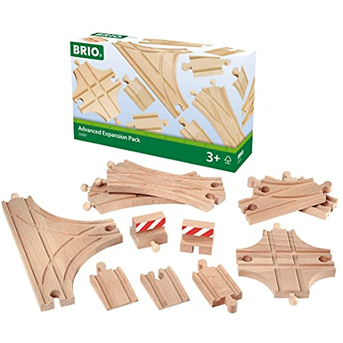 BRIO World 33307 - Advanced Expansion Pack - 11 Piece Set of Wooden Train Tracks for Kids | Train Set Expansion | Fun Learning Toy | Compatible with All Railway Toys | FSC Certified